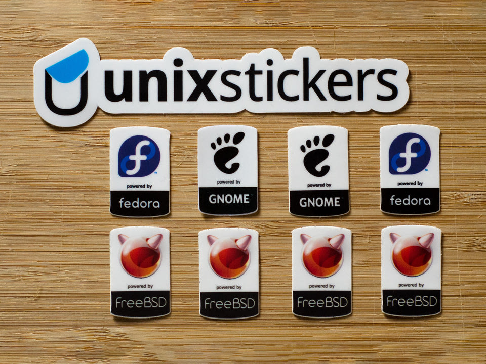 Review of laptop stickers and Linux merchandise from Unixstickers